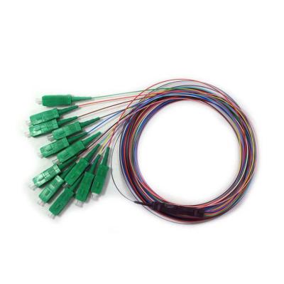 China ISO9001 G657A2 Ribbon Patch Cord SC APC 12 Fiber Single Mode 0.9mm Pigtail for sale