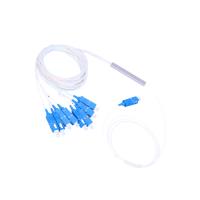 China 1m 1310nm Fiber Optic PLC Splitter 1x8 SC UPC 0.9 mm White Cable Single Mode PVC for sale