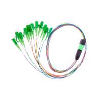 China 5m G652D Ribbon Patch Cord MPO To LC APC 12 Fiber Single Mode 0.9mm Pigtail for sale