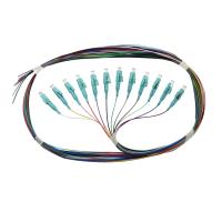 China IEC 12 Color 0.9mm LC Fiber Pigtail Multi Mode LSZH PVC OM3 for sale