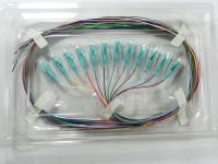 China IEC 12 Color 0.9mm LC Fiber Pigtail Multi Mode LSZH PVC OM3 for sale