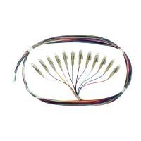 China LSZH PVC 0.9mm Multimode Fiber Pigtail OM1 OM2 LC UPC 12 Color for sale