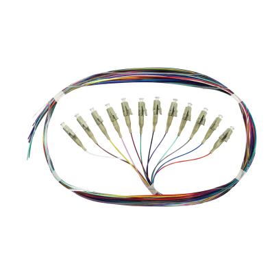 China LSZH PVC 0.9mm Multimode Fiber Pigtail OM1 OM2 LC UPC 12 Color for sale