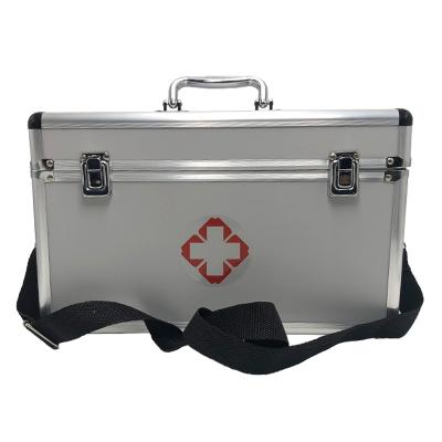 China Aluminum Alloy Family First Aid Kit 2-Layer Medical Storage Box for Home Emergency for sale