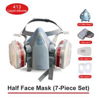 China Silicone Dual Filter Half Mask, Lightweight 90g Reusable Respirator, Adjustable Safety Mask for Construction & Painting for sale