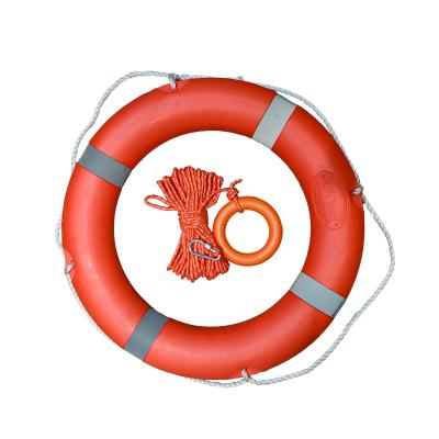 China High Buoyancy Corrosion-Resistant Lifebuoy with Nylon Grab Ropes 45cm Inner Diameter Marine Life Saving Ring for sale