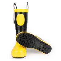 China Flame Resistant Firefighter Rubber Boots Steel Toe Anti Slip Insulated Fire Rescue Shoes for sale
