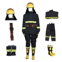 China 3C Certified Firefighter Fire Fighting Protective Suit 5-Piece Set, Navy Blue Flame Resistant Waterproof Anti-Tear Thermal Insulation Fire Rescue Full Body Gear for sale