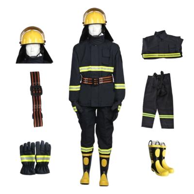 China 3C Certified Firefighter Fire Fighting Protective Suit 5-Piece Set, Navy Blue Flame Resistant Waterproof Anti-Tear Thermal Insulation Fire Rescue Full Body Gear for sale