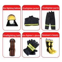 China 3C Certified Firefighter Fire Fighting Protective Suit 5-Piece Set, Navy Blue Flame Resistant Waterproof Anti-Tear Thermal Insulation Fire Rescue Full Body Gear for sale