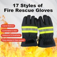 China 17 Style Firefighter Rescue Gloves, Aramid Flame Resistant Back, Cowhide Leather Palm, TPU Waterproof & Aramid Heat Insulation Safety Gloves for Fire Fighting Emergency Operation for sale