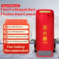 China 50 Type Trolley Fire Extinguisher Protective Cover, Heavy Duty Oxford Cloth Flame Retardant Dustproof Waterproof Cover, High Visibility Fluorescent Fire Equipment Shield with Custom Text for Industria for sale