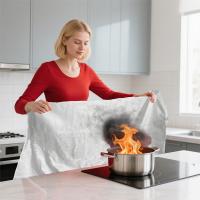 China JAT-1101 Fiberglass Fire Blanket EN 1869:2019 Certified 500°C Heat Resistant White Fire Extinguishing Blanket 1m x 1m for sale
