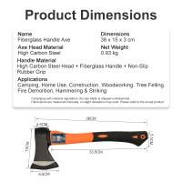 China 38*15*3cm Fiber Handle Fire Axe 0.93kg High Carbon Steel Anti-Slip Rubber Emergency Rescue Hand Axe for Fire Safety Escape for sale