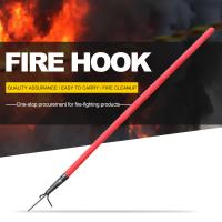 China 1.8m Wooden Fire Hook Metal Fire Fighting Pull Hook Long Wooden Pole Fire Rescue Tool for Fire Site Rescue and Debris Cleaning for sale