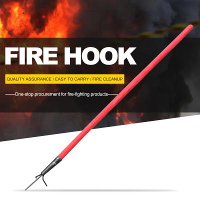 China 1.8m Wooden Fire Hook Metal Fire Fighting Pull Hook Long Wooden Pole Fire Rescue Tool for Fire Site Rescue and Debris Cleaning for sale
