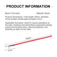 China 1.8m Wooden Fire Hook Metal Fire Fighting Pull Hook Long Wooden Pole Fire Rescue Tool for Fire Site Rescue and Debris Cleaning for sale