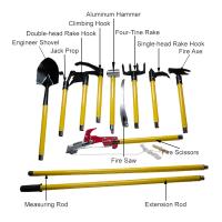 China 12 Piece Multi-functional Firefighting Rake Hook Set, Professional Fire Rescue Combination Tool Kit for Demolition, Cutting, Lifting, Measuring and Emergency Rescue for sale