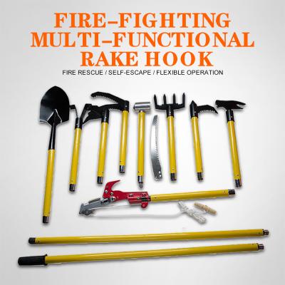 China 12 Piece Multi-functional Firefighting Rake Hook Set, Professional Fire Rescue Combination Tool Kit for Demolition, Cutting, Lifting, Measuring and Emergency Rescue for sale