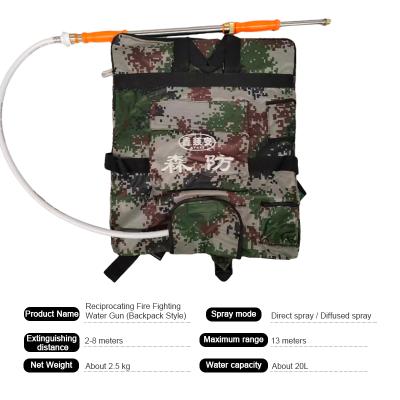 China Reciprocating Fire Extinguishing Water Gun 20L Portable Handheld Fire Water Sprayer 2-8m Working Distance 13m Max Range Direct/Scatter Jet with Bucket & Bag Type for sale