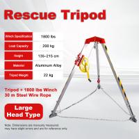 China Heavy Duty Aluminum Rescue Tripod Large Head 1200LBS Winch 150kg Load 135-215cm Adjustable Height 20m Steel Wire Rope Confined Space Rescue Tripod for sale