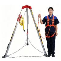 China Heavy Duty Aluminum Rescue Tripod Large Head 1200LBS Winch 150kg Load 135-215cm Adjustable Height 20m Steel Wire Rope Confined Space Rescue Tripod for sale
