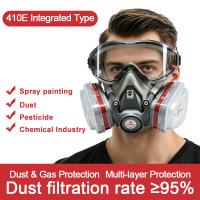 China 410E Self-Priming Filter Gas Respirator Half Face Mask with Integrated Goggles TPE Material GB2890-2022 EN140 Certified for Painting Chemical Dust Formaldehyde Benzene Protection for sale