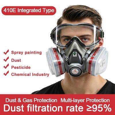 China 410E Self-Priming Filter Gas Respirator Half Face Mask with Integrated Goggles TPE Material GB2890-2022 EN140 Certified for Painting Chemical Dust Formaldehyde Benzene Protection for sale