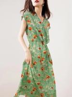 China 100% Silk Elastic crepe DE chine 16MM Anti-Wrinkle Digital printing Design for Girl fashion Dress with luxury for sale