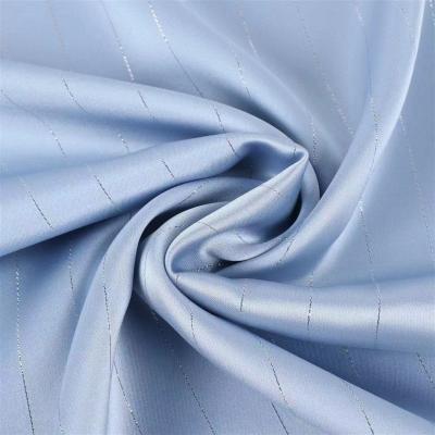 China 100% Recycled Polyester GRS OEKO-TEX Imitation acetate silver wire fabric for Suit Dress Shirts comfortable absorb sweat for sale