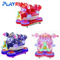 China Playfun plastic MP5 interaction game Swing airplane kids rides on car battery coin operated  kiddie amusement rides trai for sale