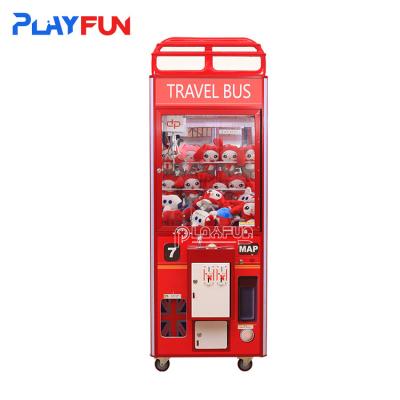 China Coin-operated indoor kids toy plush wooden telephone Doll travel bus claw crane machine for sale