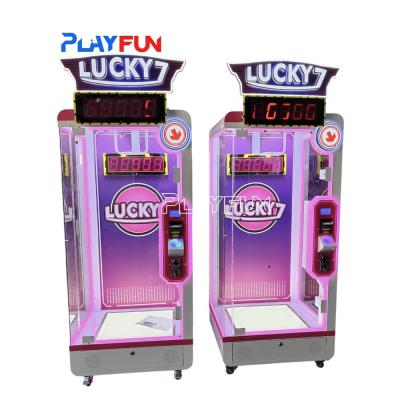 China Arcade Coin Operated Game Machine Shopping Mall Lucky 7 Cut Prize  Big Dolls Prize Scissors Cutting Game Machine for sale