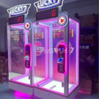 China Arcade Coin Operated Game Machine Shopping Mall Lucky 7 Cut Prize  Big Dolls Prize Scissors Cutting Game Machine for sale