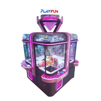 China Playfun High Quality Happy Time Coin Operated 4 Players Toys Plush Grabber Claw Crane Doll Game Machine for Kids for sale