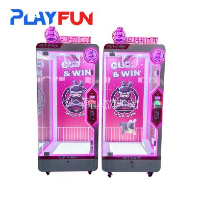 China Wholesale Playfun Pink Cut Machine Coin Operated Scissors Game Gift Machine Prize Arcade Vending Machine for Kids for sale