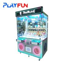 China Playfun High Quality 2 Players Baby Catcher Crane Machine Mini Plush Doll Prize Machine Claw Pink Love Coin Operated Arcade for sale