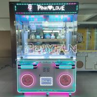 China Playfun High Quality 2 Players Baby Catcher Crane Machine Mini Plush Doll Prize Machine Claw Pink Love Coin Operated Arcade for sale