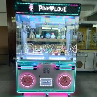 China Playfun High Quality 2 Players Baby Catcher Crane Machine Mini Plush Doll Prize Machine Claw Pink Love Coin Operated Arcade for sale