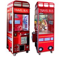 China Top Selling Coin-operated Indoor Kids Toy Plush Wooden Telephone Doll Travel Bus Claw Machine for sale