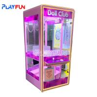 China Playfun Coin Operated Games Luxury Full Transparent Doll Park pink Toy Club Candy Claw Crane Game Machine for sale