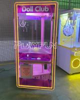 China Playfun Coin Operated Games Luxury Full Transparent Doll Park pink Toy Club Candy Claw Crane Game Machine for sale