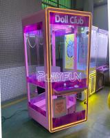 China Playfun Coin Operated Games Luxury Full Transparent Doll Park pink Toy Club Candy Claw Crane Game Machine for sale