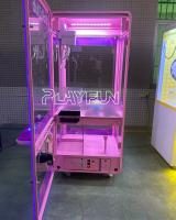 China Playfun Coin Operated Games Luxury Full Transparent Doll Park pink Toy Club Candy Claw Crane Game Machine for sale