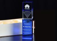 China Blue K9 Crystal Trophy Cup Big Competitions Use With 3D Laser Engraving Logo for sale