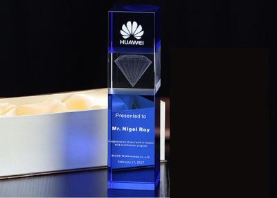 China Blue K9 Crystal Trophy Cup Big Competitions Use With 3D Laser Engraving Logo for sale