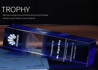 China Blue K9 Crystal Trophy Cup Big Competitions Use With 3D Laser Engraving Logo for sale
