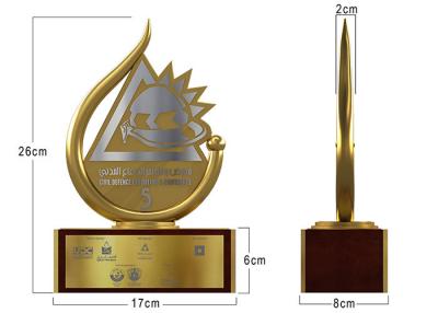China Enterprise Custom Metal Trophies Shiny Gold Plated With Embossed Logo for sale