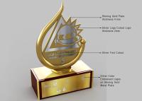 China Enterprise Custom Metal Trophies Shiny Gold Plated With Embossed Logo for sale