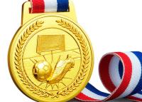 China Soft / Hard Enamel Custom Sports Medals , Zinc Alloy Football Medals And Ribbons for sale